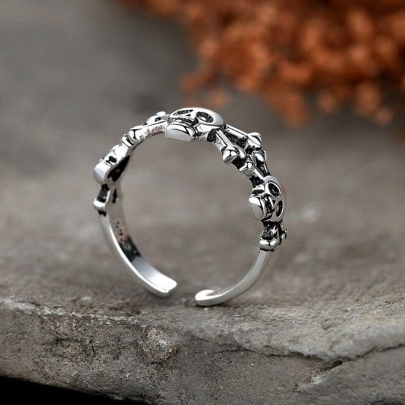 Jewelry | Minimalist 925 Sterling Silver Skull Ring Punk Ring Halloween ...